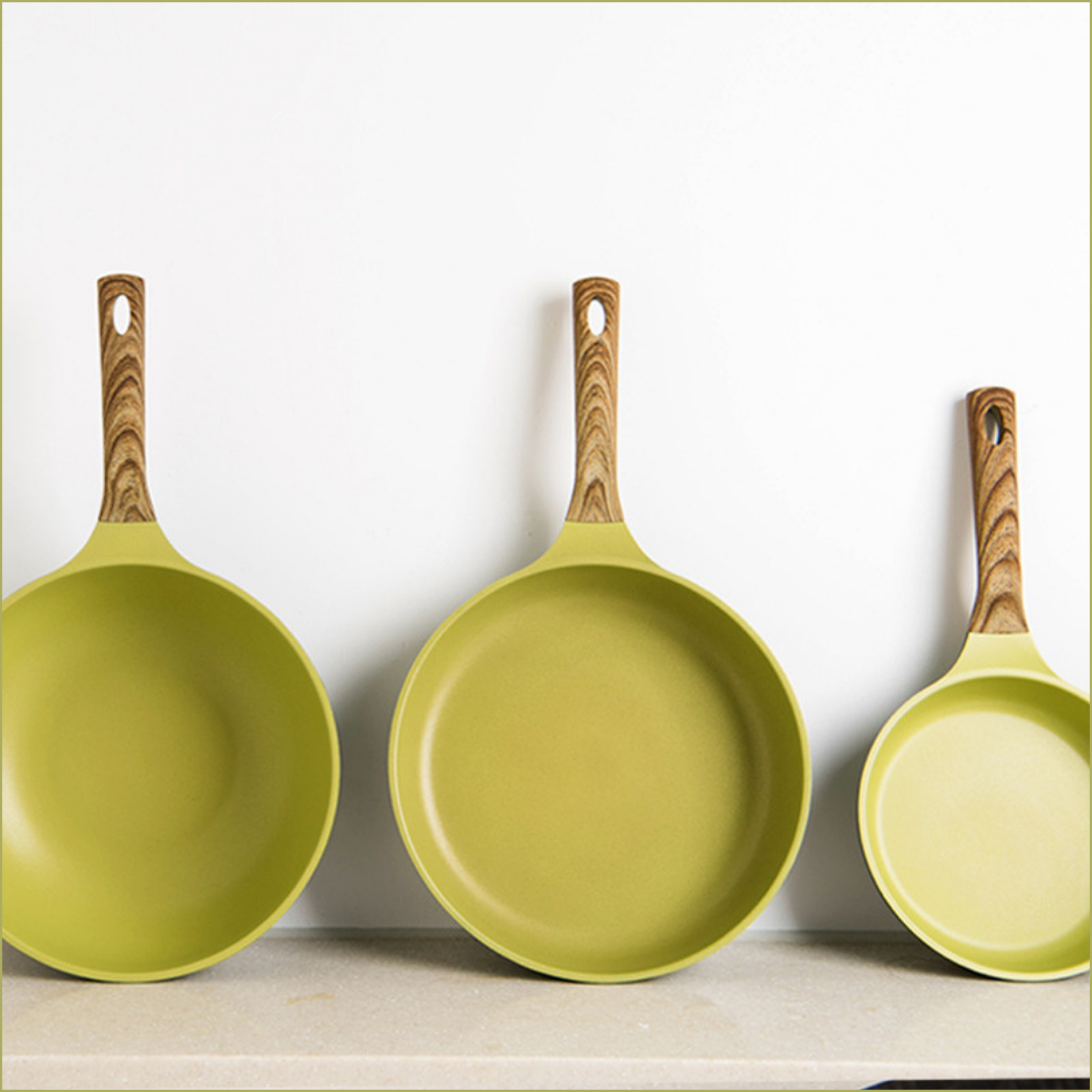 FOUR SEASONS Olive Green Wood Wok Pan Series. thedamda korea